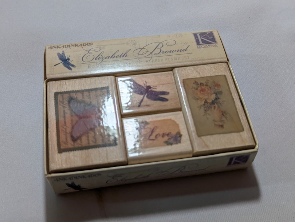 Inkadinkado Romantic Collage Rubber Stamp Set Vintage 2005 Elizabeth ...