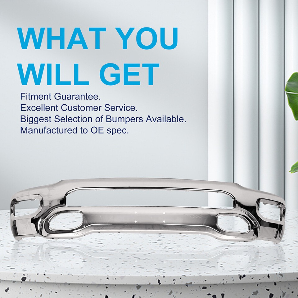 Chrome Steel Front Bumper Face Bar for 2019 2020 2021 -2024 RAM 1500 ...