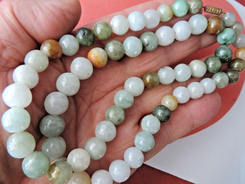 MULTI COLOUR JADE NECKLACE 22" INCHES LONG WITH SCROW BRASS CLASPS ...