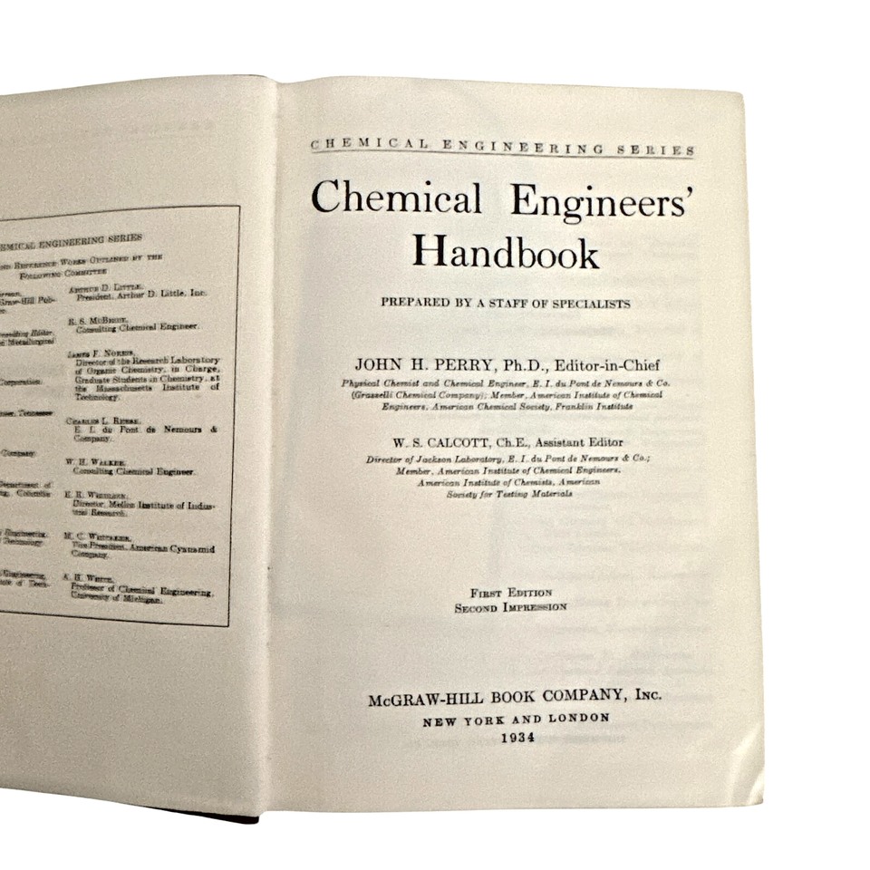 Chemical Engineers Handbook John H Perry - Rare 1st Ed - 2nd Impression ...