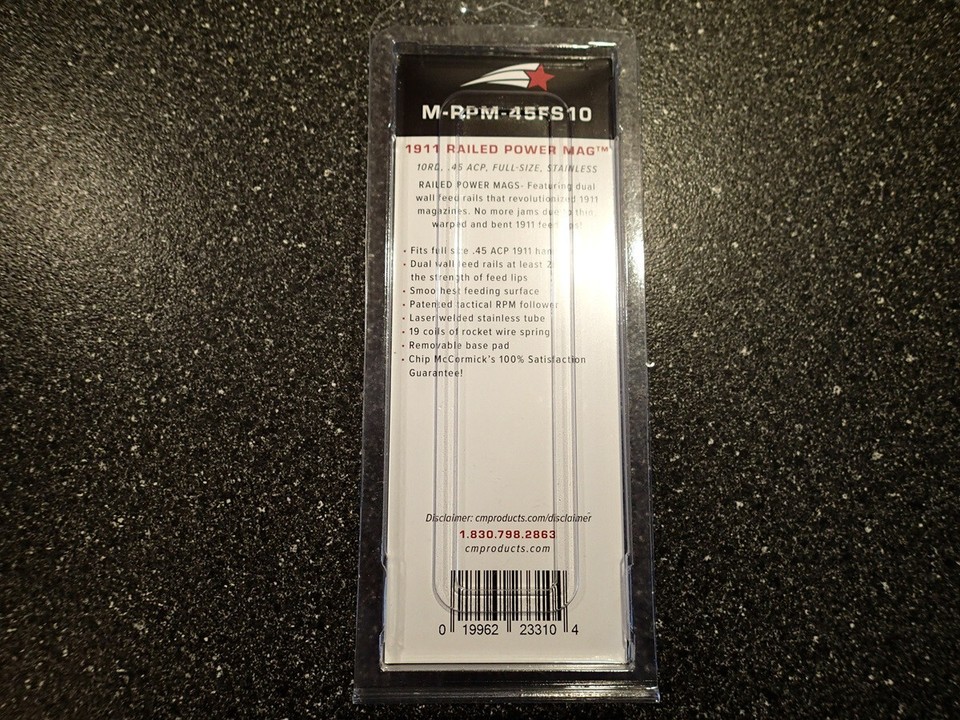 Chip McCormick Railed Power Mag Full Size 1911 10 Rd .45 ACP M-RPM ...