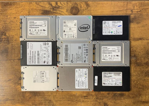 [ BULK LOT OF 10 ] SSD 128GB Various SSDs Samsung SanDisk Crucial Intel ...