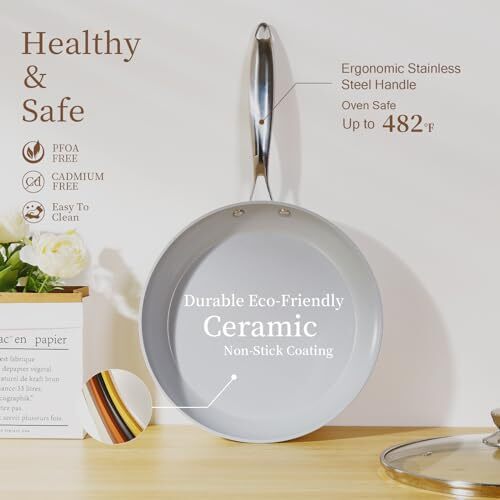 13 Piece Healthy Ceramic Nonstick Kitchen Cookware Set, Heavy Gauge ...