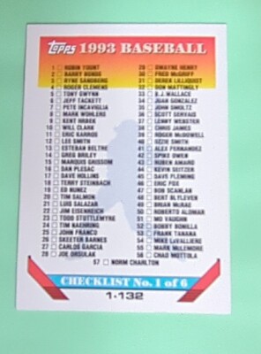 1993 Topps #394 CHECKLIST 1-132 | eBay