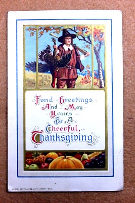 Thanksgiving~Pilgrim Hunting Turkey 1913 John Winsch- Schmucker Made in ...