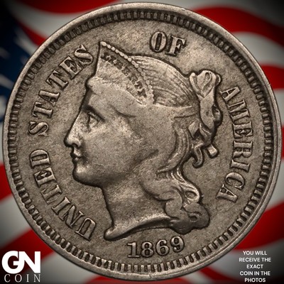 1869 3 Cent Nickel Piece A4285 | eBay