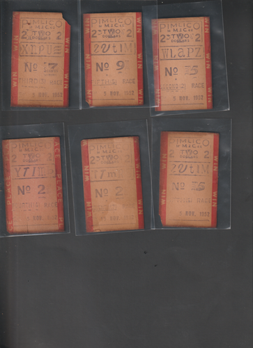Vintage 1952 Racing Tote Tickets Pimlico | eBay