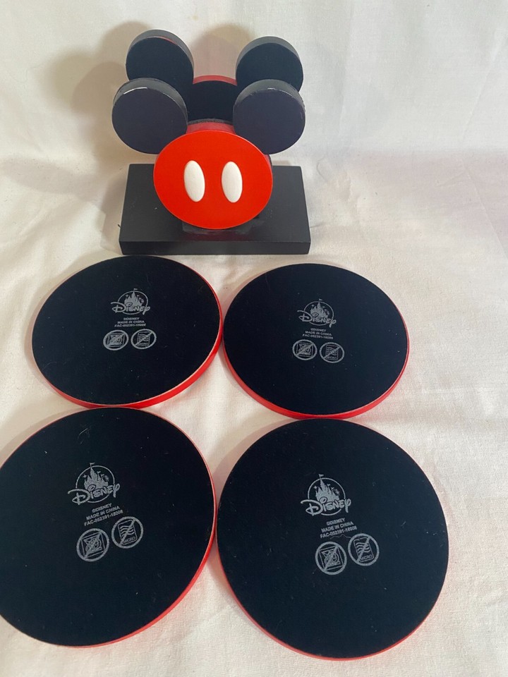 Disney Set of 4 Wooden Coaster Set Mickey, Minnie Donald & Goofy | eBay