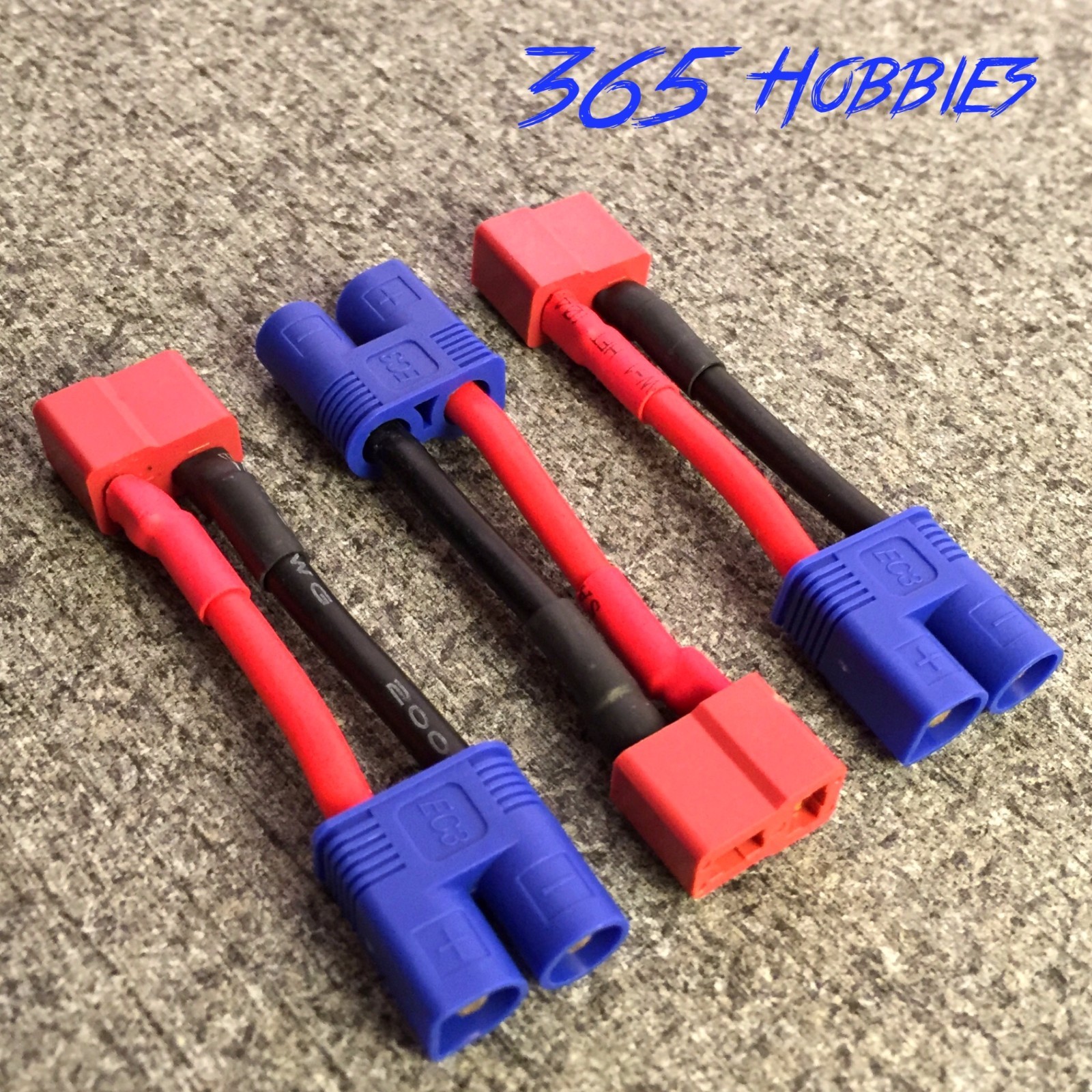 QTY-(3) Male Losi EC3 to Female Deans T-Plug Connector Adapter E-Flite ...