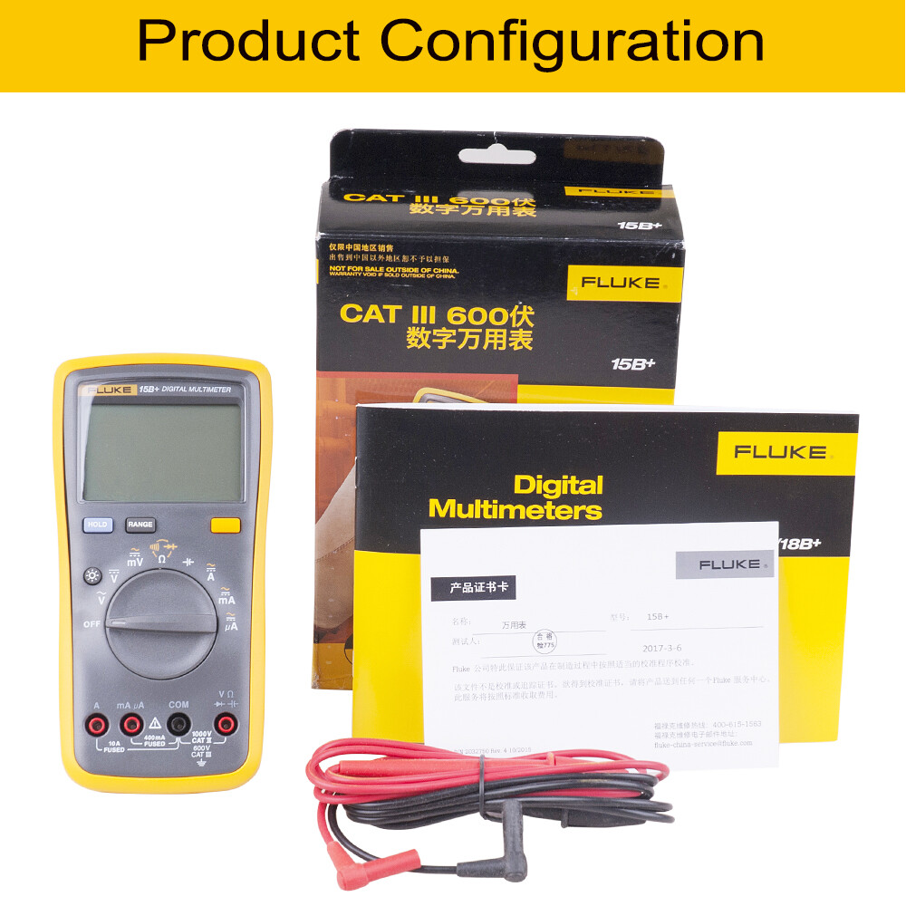 Fluke 15B+ Digital multimeter Tester DMM TL75 Test Leads Auto Range ...