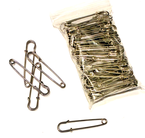 Safety Pins 50 Pcs 3" Silver Extra Large Heavy Duty Steel Metal Sewing ...