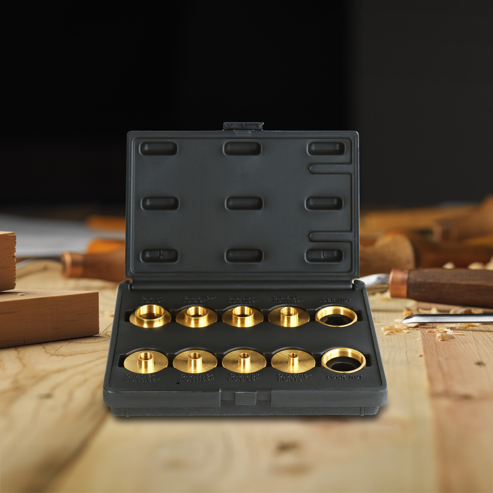 DCT Brass Router Template Guides Bushing & Lock Nuts 10-Piece Guide ...