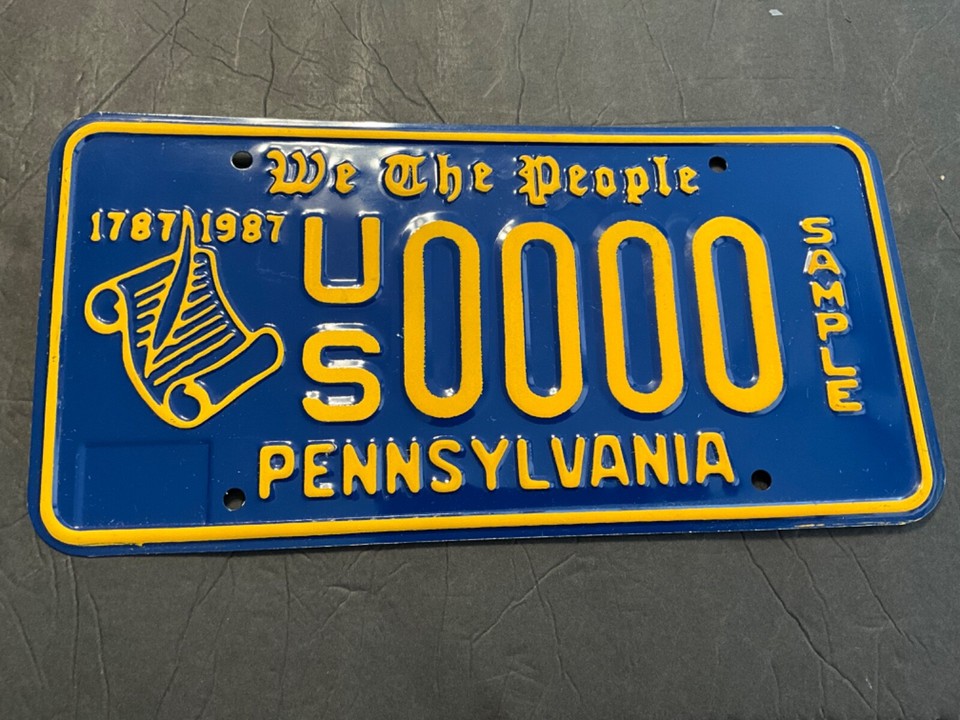 1987 Pennsylvania We The People SAMPLE License Plate Tag Constitution ...