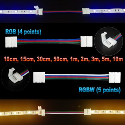 10cm-10M LED Light Strips Connection Extension Clip Cable 4 Pin RGB 5 ...
