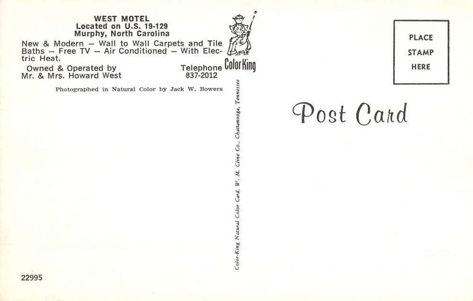 Murphy North Carolina West Motel Street View Vintage Postcard K57912 | eBay