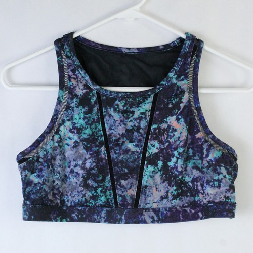 Fabletics Sports Bra Size Medium Purple Tie Die Patter Elastic Band ...