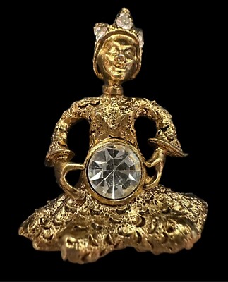 Vintage Tibetan Buddha Pin Brooch With Faceted Rhinestone Belly | eBay