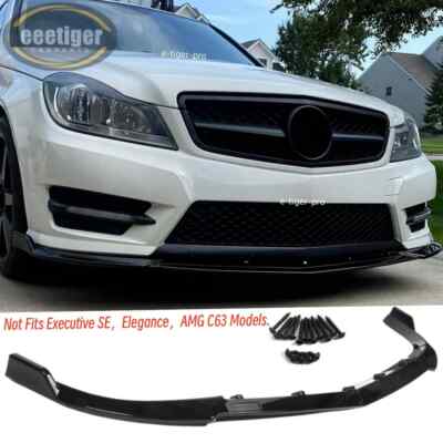 For Mercedes C Class W204 S204 C204 Sport Front Lip Splitter Spoiler ...