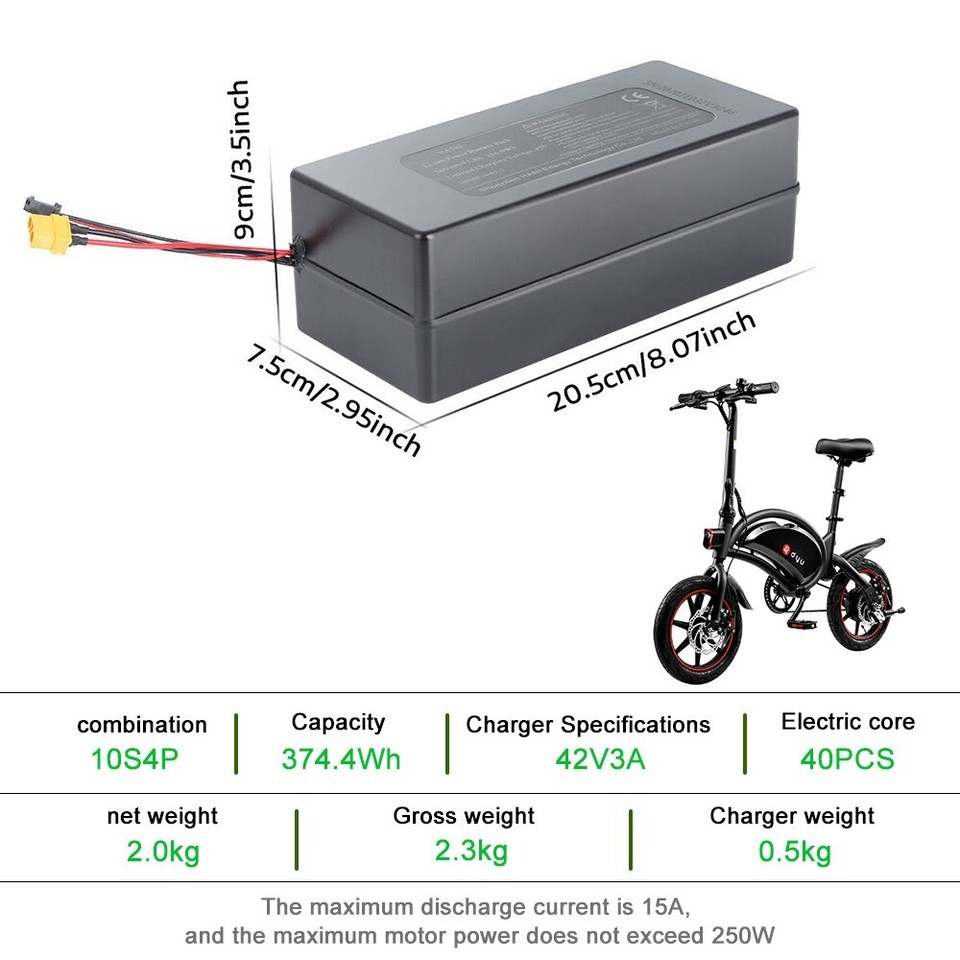 Jetson Bolt Pro Electric Bike Ebike Battery 36v 10AH 2 wire Genuine ...