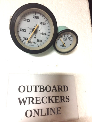 GENUINE MERCURY ADMIRAL SPEEDOMETER WHITE FACE - BLACK BEZEL & VOLT ...