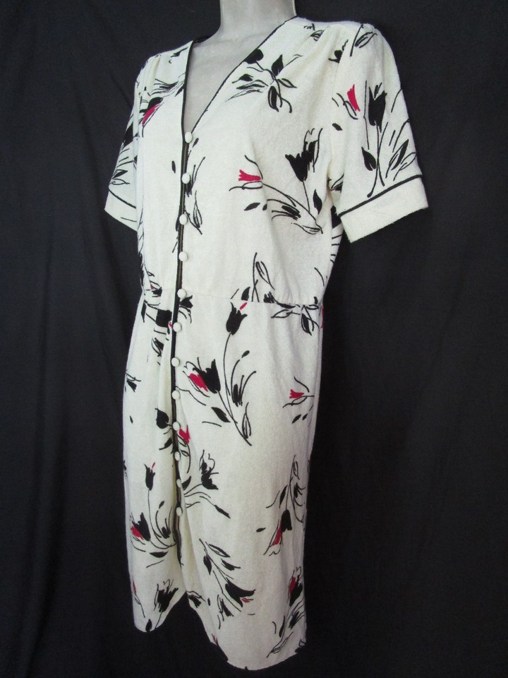 Vtg 80s Handmade Terry Cloth Towel Dress Front Buttons Secretary House ...