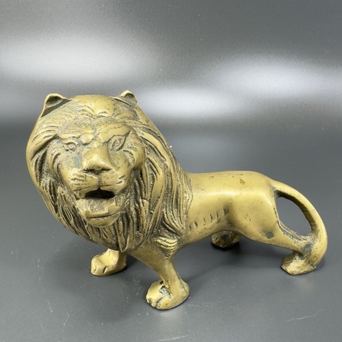 Vintage 1980s Heavy Brass Metal Lion Sculpture Statue Figurine Decor ...