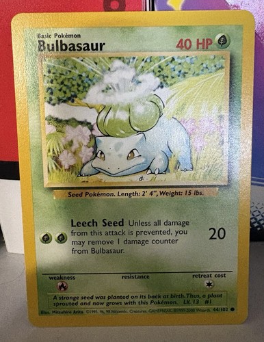 1995 bulbasaur pokemon card *RARE* 44/102 Great Condition | eBay