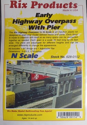 Rix Products N Scale Early Highway Overpass With Pier Plastic 628-0152 ...