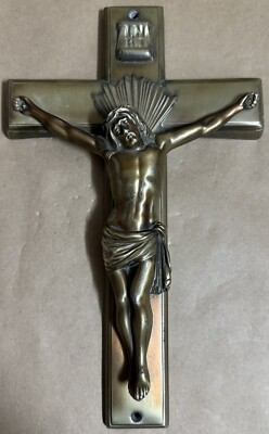 Vintage Metal INRI Decorative Cross Religious Large Wall Jesus Crucifix ...