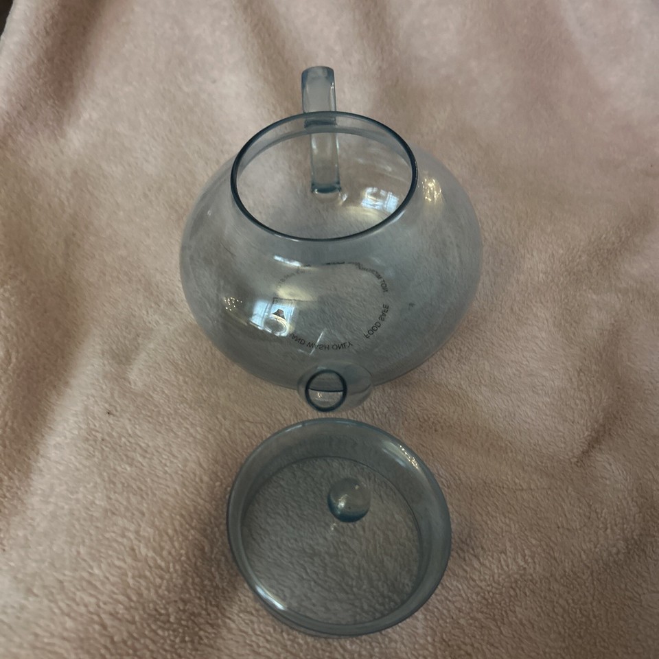 Vintage Small Clear Blue Glass Teapot With Knob Lid And Handle Cottage ...