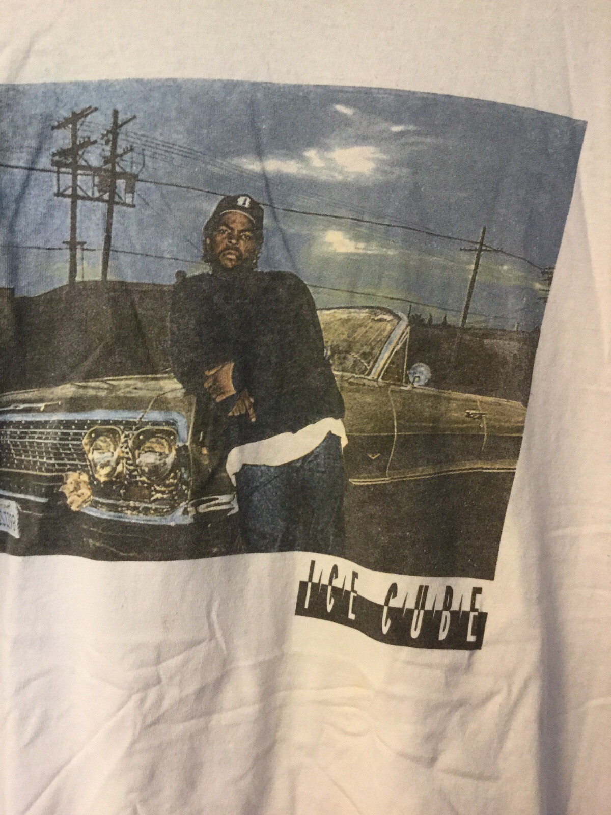 Ice Cube White Shirt With Black Neck & Sleeve Trim.… - Gem