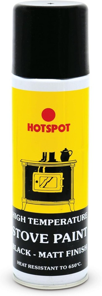 HOTSPOT HIGH TEMPERATURE BLACK MATT STOVE SPRAY PAINT OR TIN HEAT ...