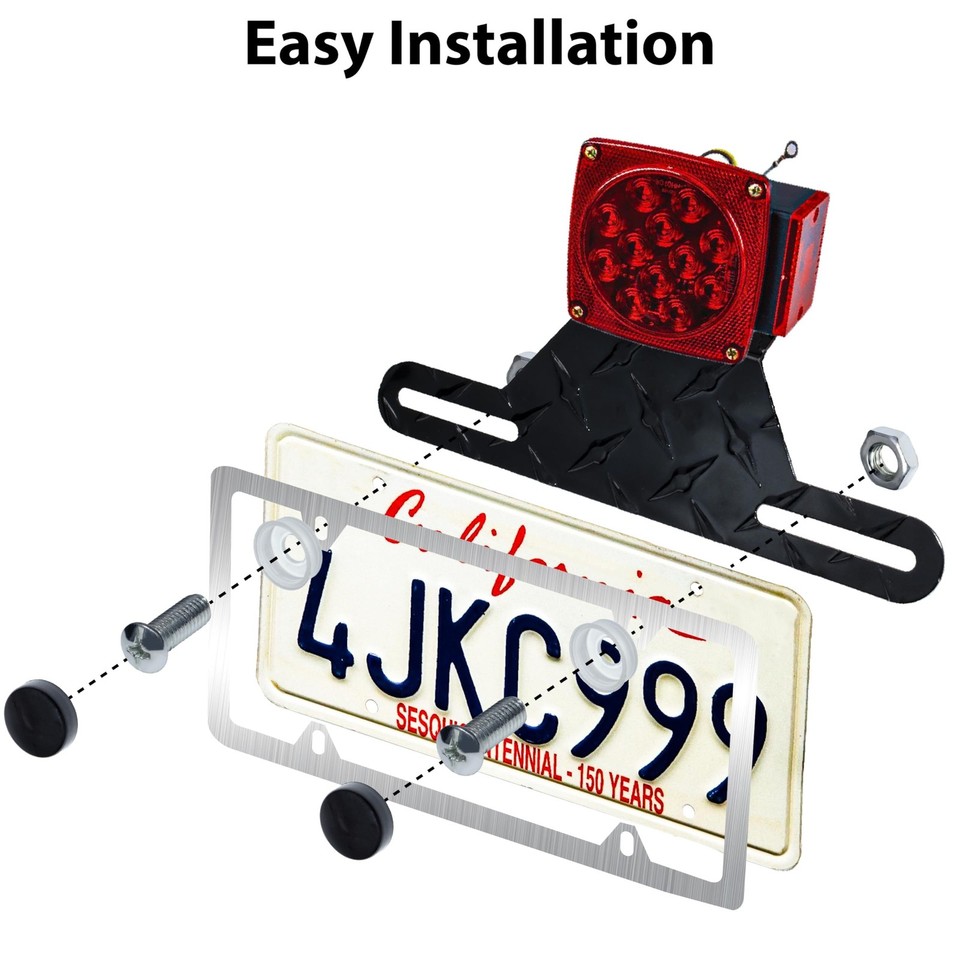 Universal Trailer License Plate Bracket Kit with Reflective Sticker ...