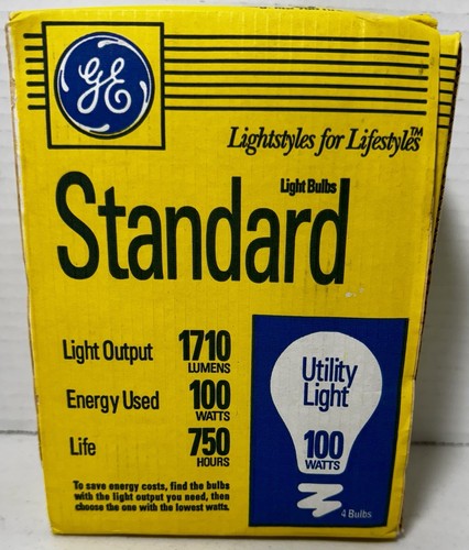 GE 100 Watt Standard Light Bulbs 4-Pack New Old Stock- 1 Pack of 4 ...