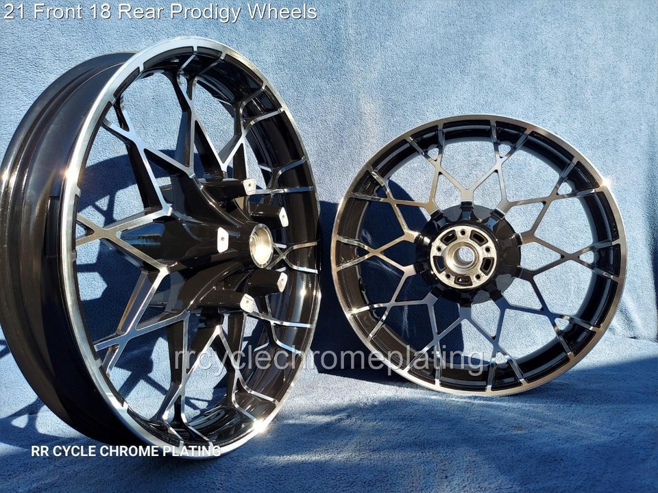 Harley Black Contrast Prodigy Wheels 21' F, 18" R ,09-25 Street Glide ...