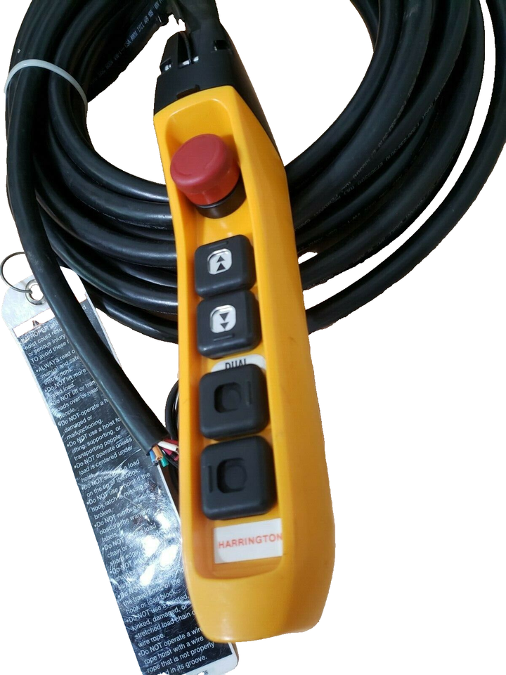 HARRINGTON ER2M HOIST 28 FT CABLE PENDANT 4 BUTTON 172839-001 WITHOUT ...