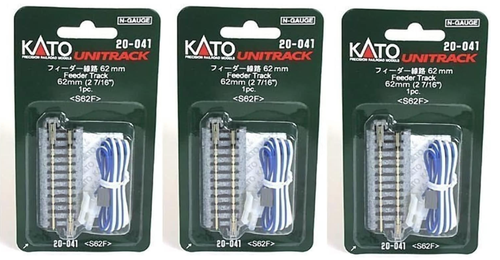 KATO N Scale UNITRACK 20-041 FEEDER TRACK 62mm, 2 - 7/16" Set of 3 New ...