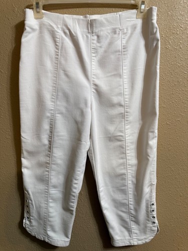INTRO LOVE THE FIT CAPRI PANTS SZ 12 WHITE TAPERED LEG PULL ON STRETCH ...