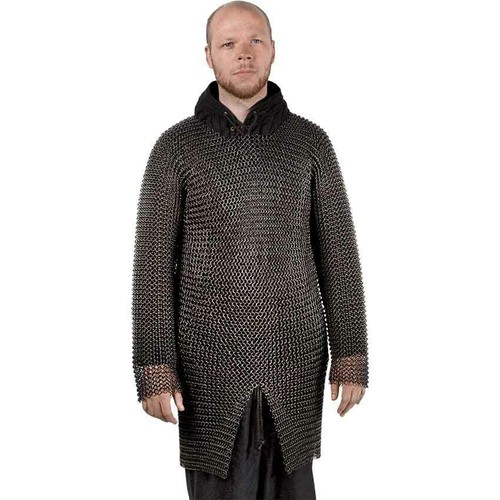 44" Blackened Butted Chainmail Hauberk Medieval Soldier Mail Armor ...