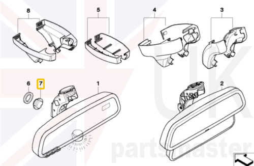 BMW E46 E90 E39 E63 E66 E83 GENUINE REAR VIEW MIRROR BASE PLATE ...