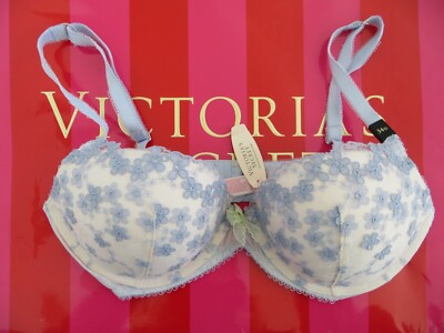 NWT-Victoria Secret Demi Pushup bra-34D Lavender raised flower petals ...