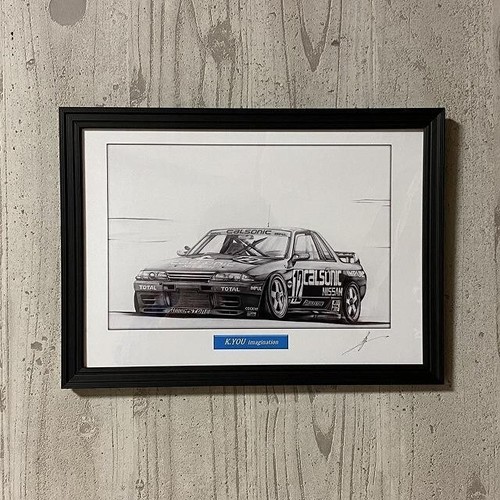 Skyline R32 Calsonic GT-R pencil drawing famous car old car ...
