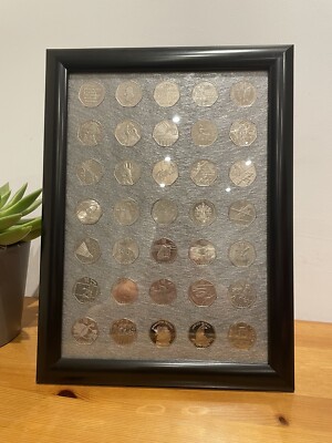 50p Display Frame Case UK Coins Wall hanging case for 35 Fifty Pence ...