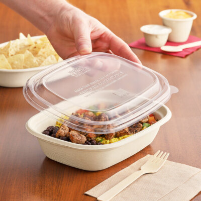 World Centric CTL-CS-3F, Clear PLA Lids for 20-48 Oz Fiber Boxes 400/CS ...