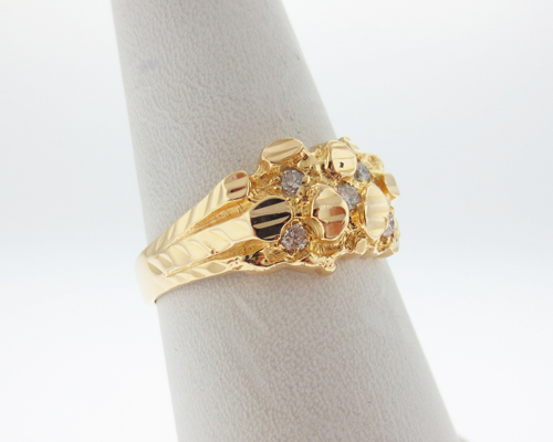 Genuine Diamonds Solid 18k Yellow Gold Nuggets Ring FREE Sizing | eBay