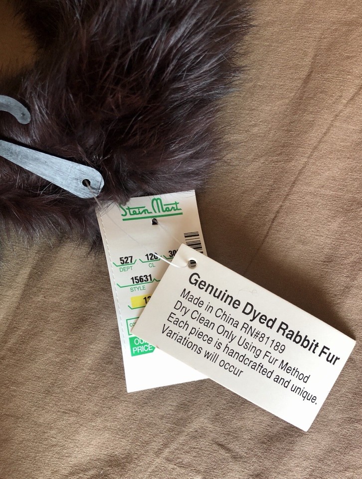 Genuine Rabbit Fur 30” Scarf/Stole Brand New w/tags Adjustable Dyed Red ...