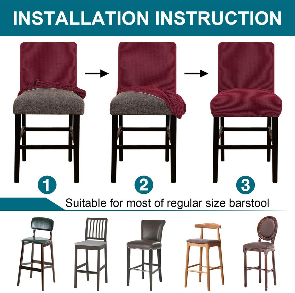 Stretch Jacquard Fabric Counter Stool Chair Covers Pub Bar Barstool ...