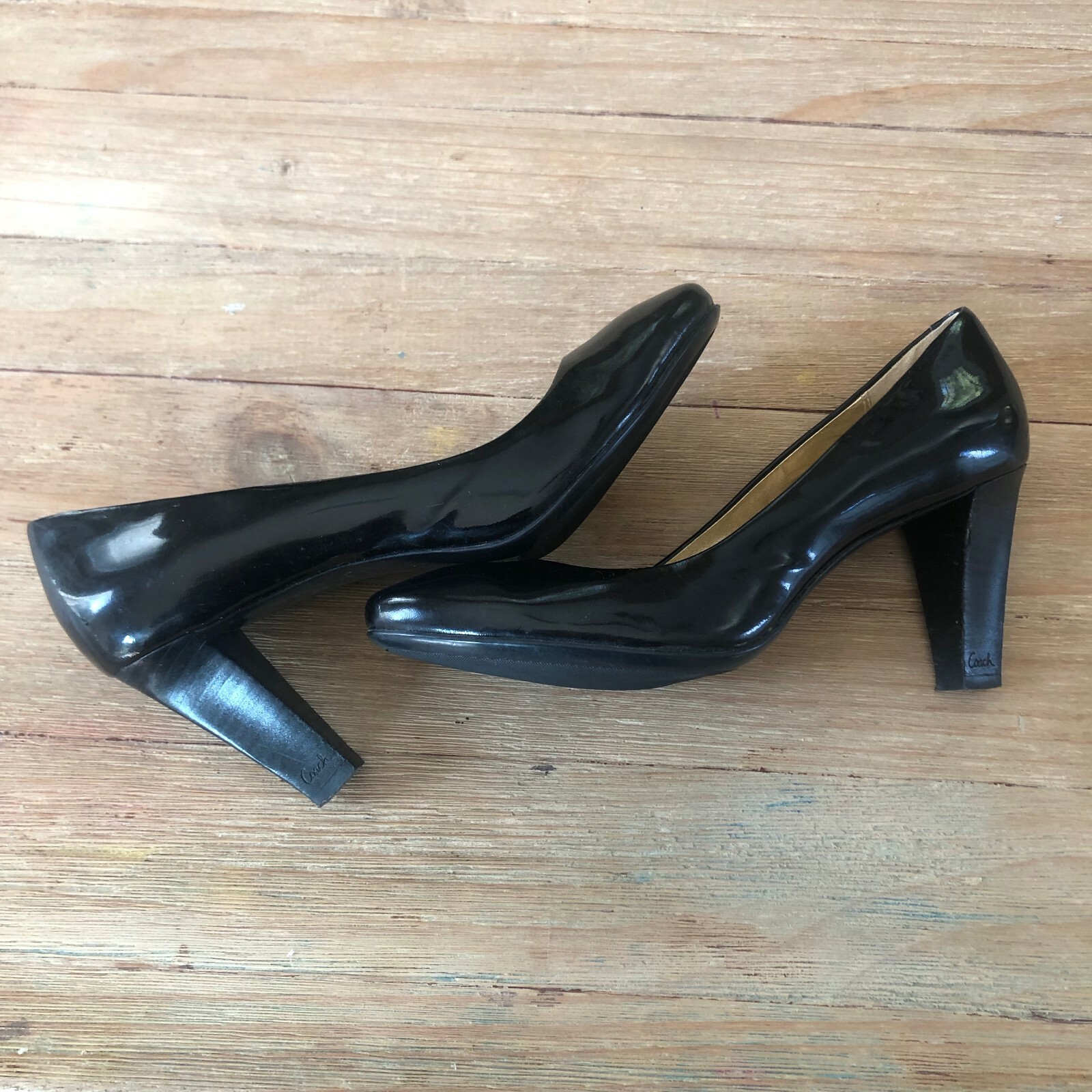 Coach Sheri Pumps Heels Patent Leather Black Womens 10 - Gem