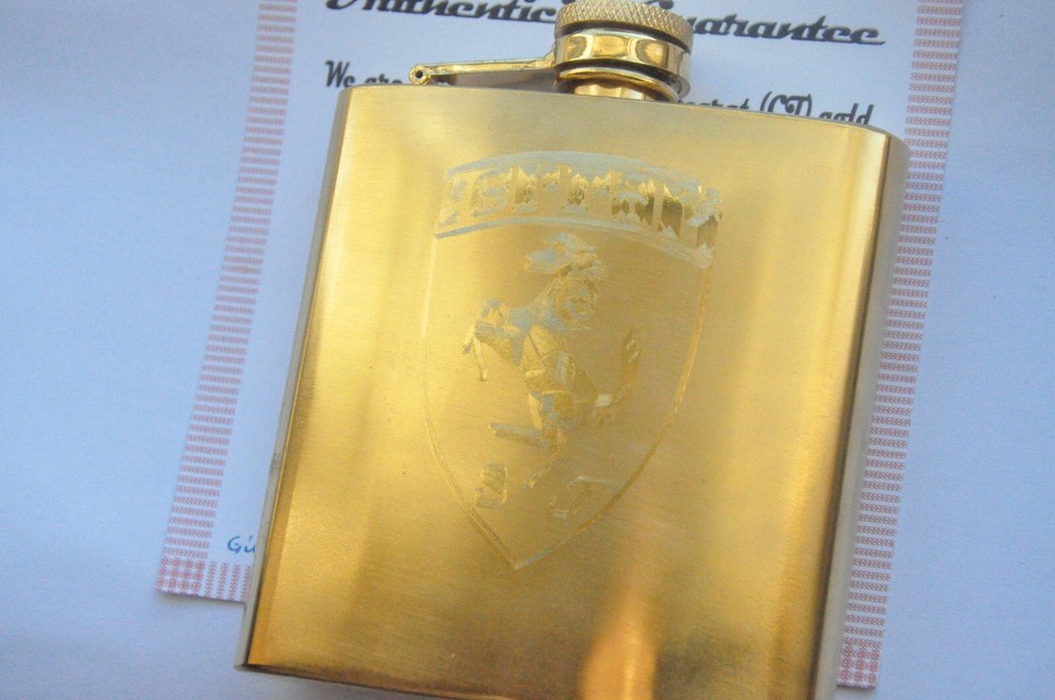 Hip Flask Stainless Steel Drink 6oz Flasks Alcohol 24k Gold Plated ...