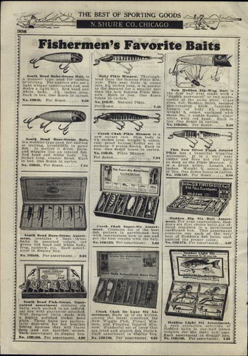 1927 PAPER AD South Bend Silver Flash Heddon Store Display Box Fishing ...